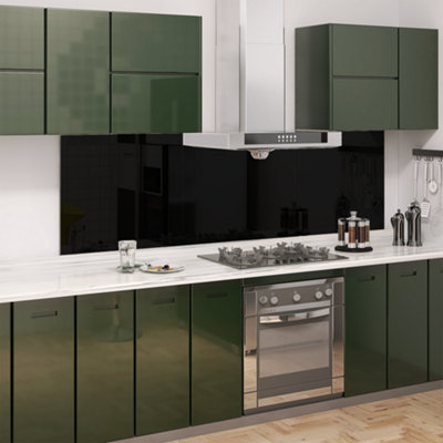 BELOFAY Black Glass Splashback for Kitchen 6mm Tempered Glass Heat ...