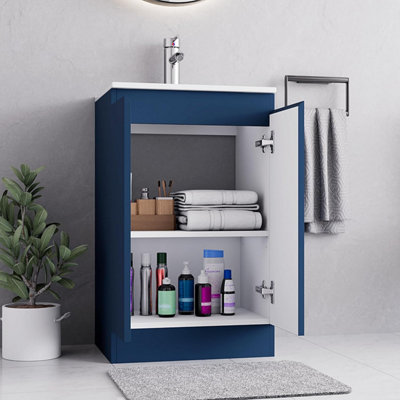 Belofay Blue 500mm Freestanding Bathroom Vanity Unit with Basin & 1 Tap ...