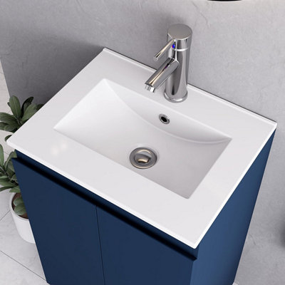 Belofay Blue 500mm Freestanding Bathroom Vanity Unit with Basin & 1 Tap ...