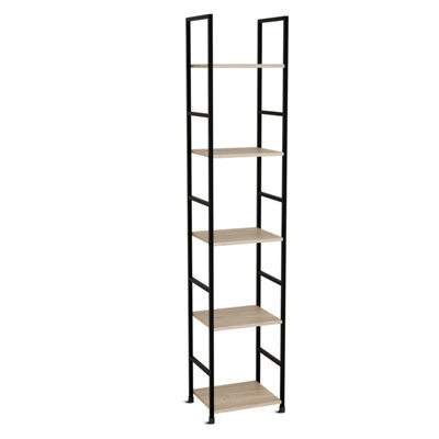 BELOFAY Floorstanding 5 Tier Wooden Shelving Unit with Steel Frame ...