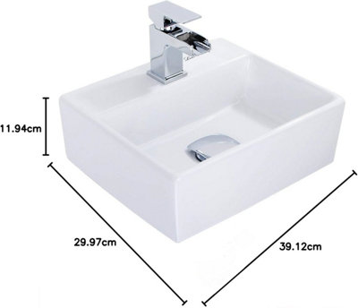 BELOFAY Modern White Square Ceramic Small Sink, Countertop Basin Or ...