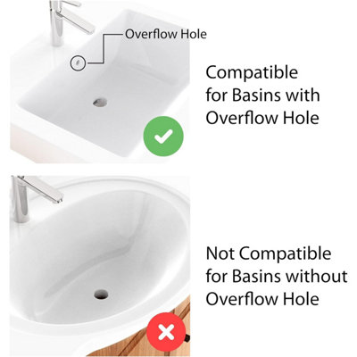 Belofay Pop-Up Basin Waste Slotted Bathroom Sink Plug Waste Kit & Overflow