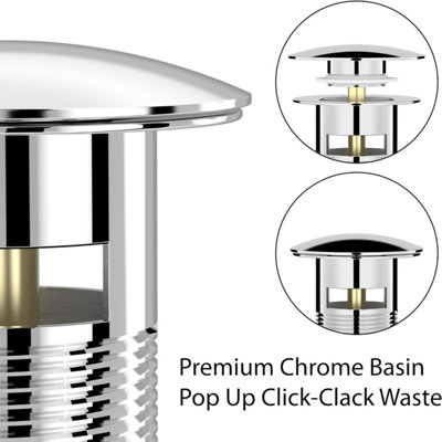 Belofay Pop-Up Basin Waste Slotted Bathroom Sink Plug Waste Kit & Overflow