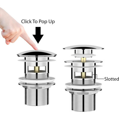 Belofay Pop-Up Basin Waste Slotted Bathroom Sink Plug Waste Kit & Overflow