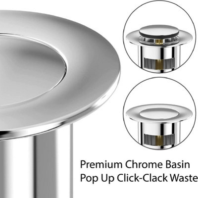 BELOFAY Pop Up Basin Waste Slotted Click Clack Bathroom Sink Plug in ...