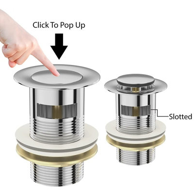 BELOFAY Pop Up Basin Waste Slotted Click Clack Bathroom Sink Plug in ...