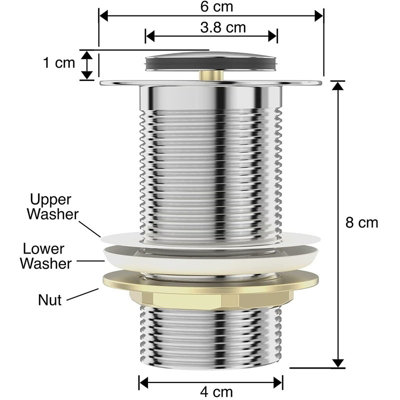 BELOFAY Pop Up Basin Waste UnSlotted Click Clack Bathroom Sink Plug in ...