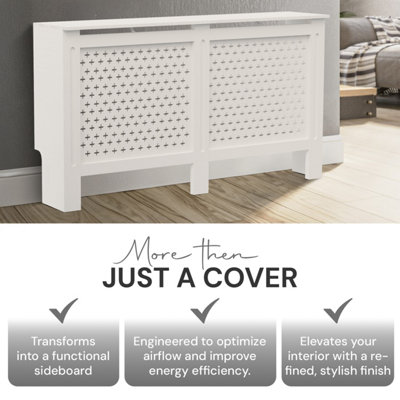 BELOFAY RADIATOR COVER WHITE, STYLISH & COMPACT RADIATOR SHELF WITH TOP ...