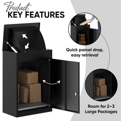 BELOFAY Wall Mounted Parcel Box, Lockable Steel Delivery Box with Flip ...