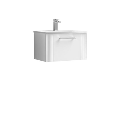 Belvide Partial Fluted 1 Drawer Wall Hung Vanity Unit with 1 Tap Hole ...
