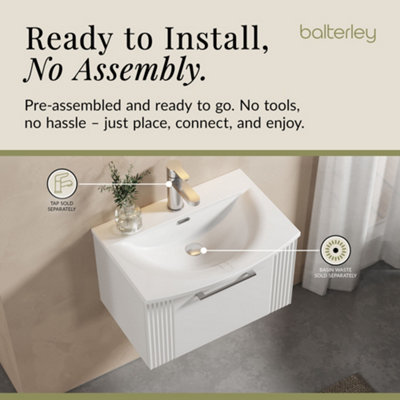Belvide Partial Fluted 1 Drawer Wall Hung Vanity Unit with 1 Tap Hole ...
