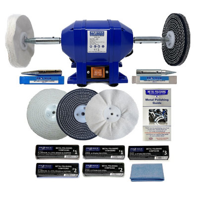 Bench Grinder Metal Polisher 6" 250W With 6" Metal Polishing Kit - Pro-Max