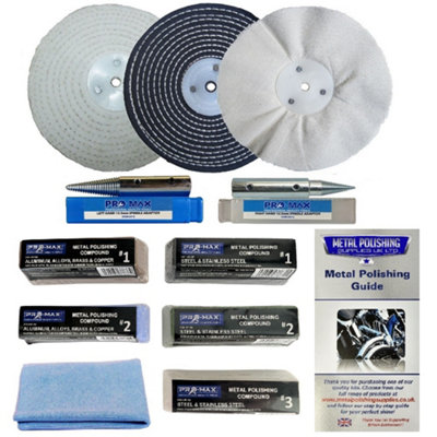 Bench Grinder Metal Polishing Kit Aluminium Alloy Brass Steel 11pc 6" x ...