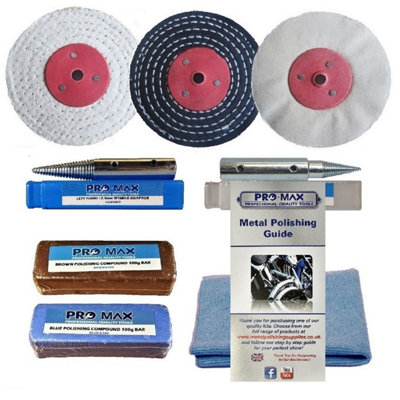 Bench Grinder Metal Polishing Kit For Aluminium Alloy Brass 8pc 4" x 1/ ...