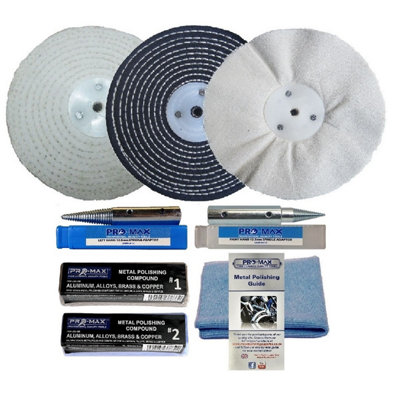 Bench Grinder Metal Polishing Kit For Aluminium Alloy Brass 8pc 6" x 1/ ...