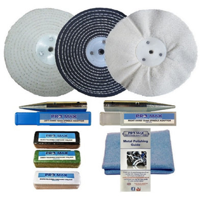 Bench Grinder Metal Polishing Kit Steel & Stainless Steel 9pc 8" x 1 ...
