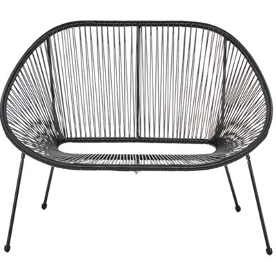 Bench PE Rattan 114 cm Black ACAPULCO | DIY at B&Q