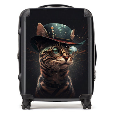 Bengal Cat Face Glasses And Hat Splashart Suitcase - Large