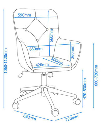 Benjamin office chair with wheels in grey