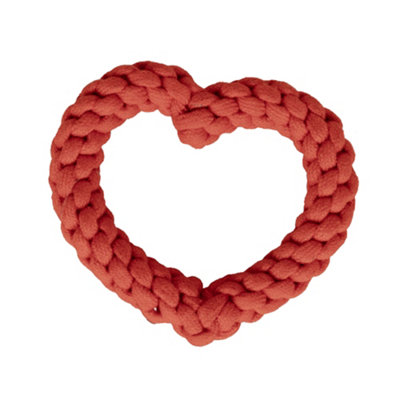 Benji & Flo Heart Rope Celebration Dog Chew Toy Red (One Size)