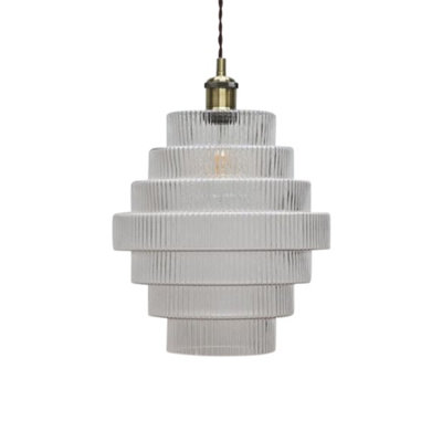 Benson - 7 Tier Clear Ribbed Glass Easy Fit Pendant Lightshade