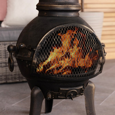 Bentley 120cm Extra-Large Open Bowl Mesh Cast Iron Patio Chiminea ...