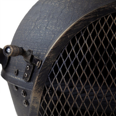 Bentley 120cm Extra-Large Open Bowl Mesh Cast Iron Patio Chiminea ...
