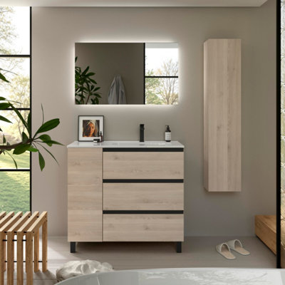 BEQUIA PLUS METAL 3C Vanity Unit 90cm Natural Basin Ceramic Right tap 1P