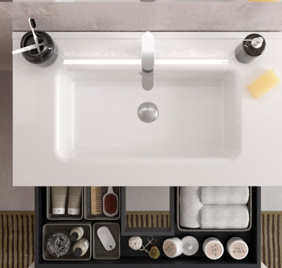 BEQUIA PLUS Vanity Unit 90cm Natural Basin Ceramic Left tap 1P