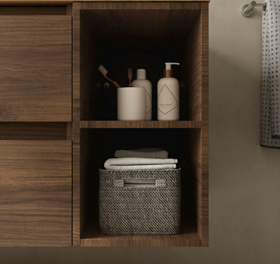 BEQUIA PLUS Vanity Unit 90cm Walnut Basin Ceramic Left tap 2H