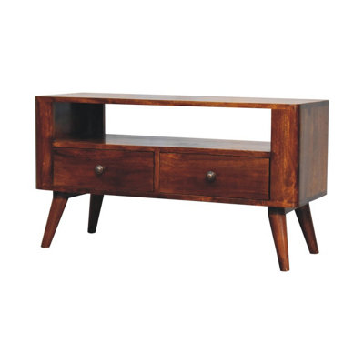 Bera Media Unit Solid Mango Wood TV Cabinet in Chestnut