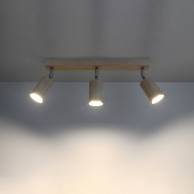 Berg Wood Natural 3 Light Classic Ceiling Light