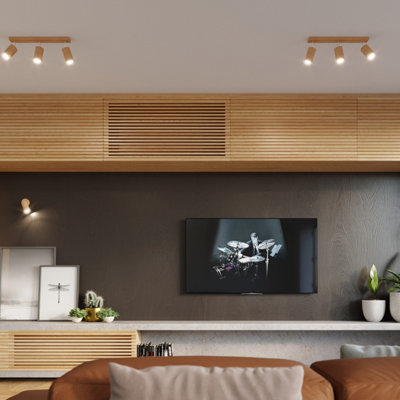Berg Wood Natural 3 Light Classic Ceiling Light