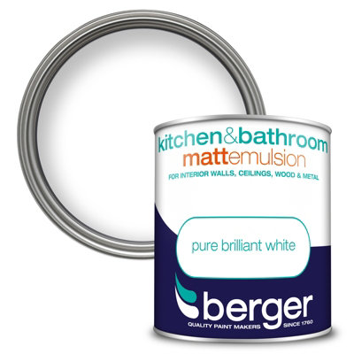 Berger Kitchen & Bathroom Paint Matt Brilliant White - 1L