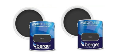 Berger Matt Emulsion Paint Black 2.5L Pack of 2