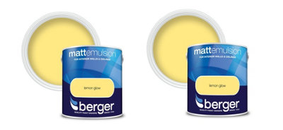 Berger Matt Emulsion Paint Lemon Glow 2.5L Pack of 2