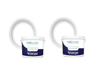 Berger Matt Emulsion Paint Pure Brilliant White 10L Pack of 2