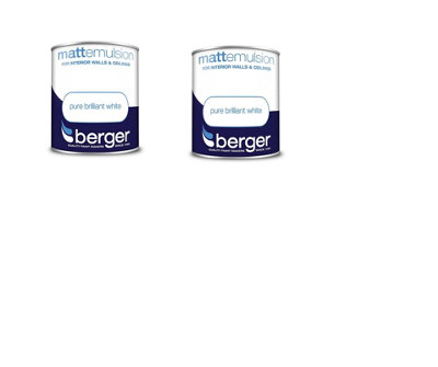 Berger Matt Emulsion Paint Pure Brilliant White 1L Pack of 2
