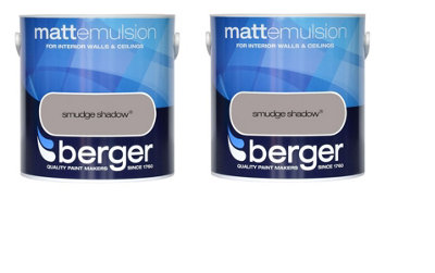 Berger Matt Emulsion Paint Smudge Shadow 2.5L Pack of 2