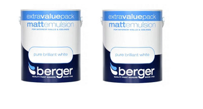 Berger Matt Emulsionn Paint White 3L Pack of 2