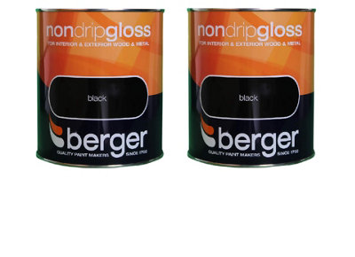 Berger Non Drip Gloss Paint Black 2.5L Pack of 2