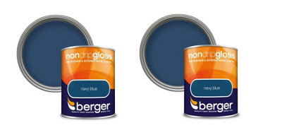 Berger Non Drip Gloss Paint Navy Blue 750ml Pack of 2