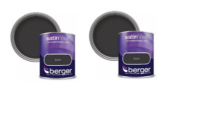 Berger Satin Paint Black 750ml Pack of 2