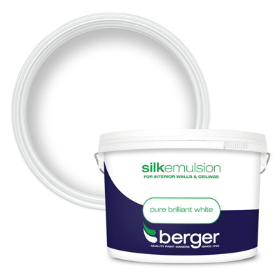 Berger Silk Emulsion Paint Brilliant White - 10L | DIY at B&Q