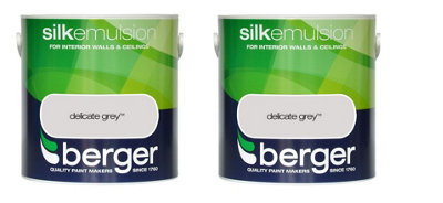Berger Silk Emulsion Paint Delicate Grey 2.5L Pack of 2