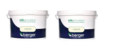 Berger Vinyl Silk Emulsion Paint Magnolia 10L Pack of 2