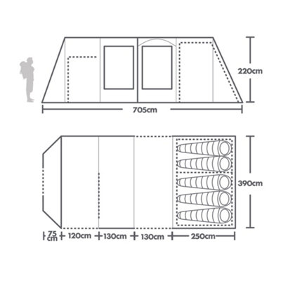 Berghaus Telstar 5 Man Nightfall Tent with Darkened Bedrooms and ...