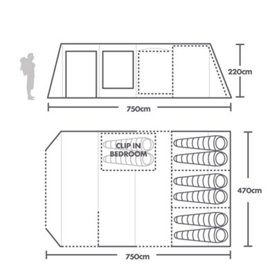 Berghaus Telstar 8 Man Nightfall Air Tent with Darkened Bedrooms and ...