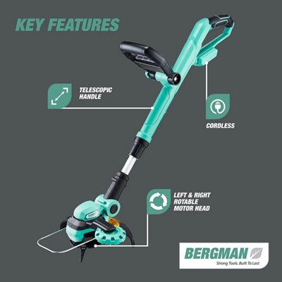 Bergman Interchange Cordless Grass Trimmer with 18V Battery & Charger ...