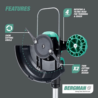 Bergman Interchange Cordless Grass Trimmer with 18V Battery & Charger ...